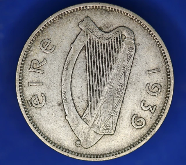 1939 IRELAND EIRE Irish florin, two shilling coin, 75% silver, SALMON ...