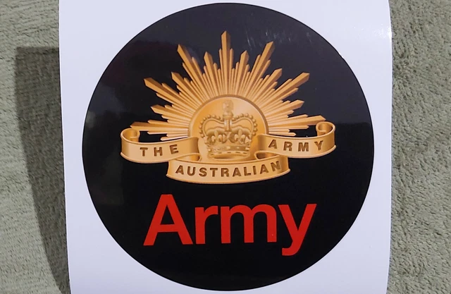 ARMY RISING SUN BADGE FULL COLOUR STICKER - ROYAL AUSTRALIAN ARMY 90mm ...