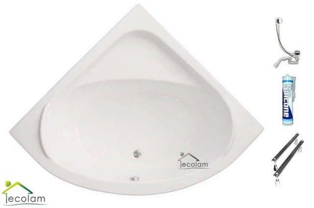 VASCA DA BAGNO vasca angolare acrilico 140 x 140 cm piedi scarico ...