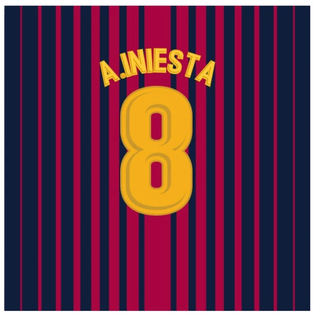 A.INIESTA #8 BARCELONA 2017-18 Home Vinyl Name Print And Number £9.99 ...