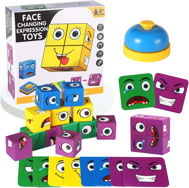 FACE CHANGING MAGIC Cube 3D Emoji Blocks Wooden Toy EUR 13,99 - PicClick DE