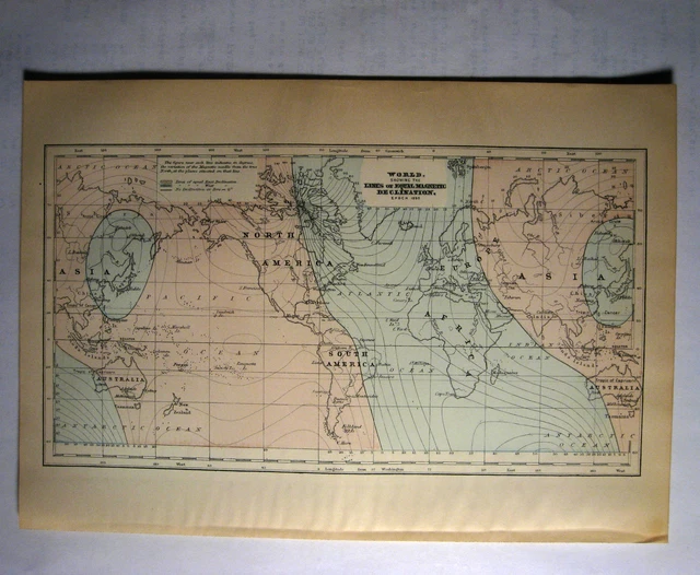 JOHNSON'S MAP of the World Showing the Lines of Equal Magnetic ...