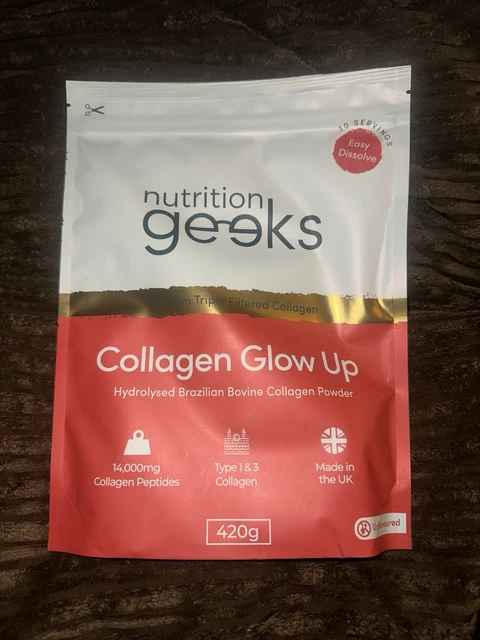 NUTRITION GEEKS COLLAGEN Glow Up Powder 14000mg, 420g, 30 Servings £13. ...