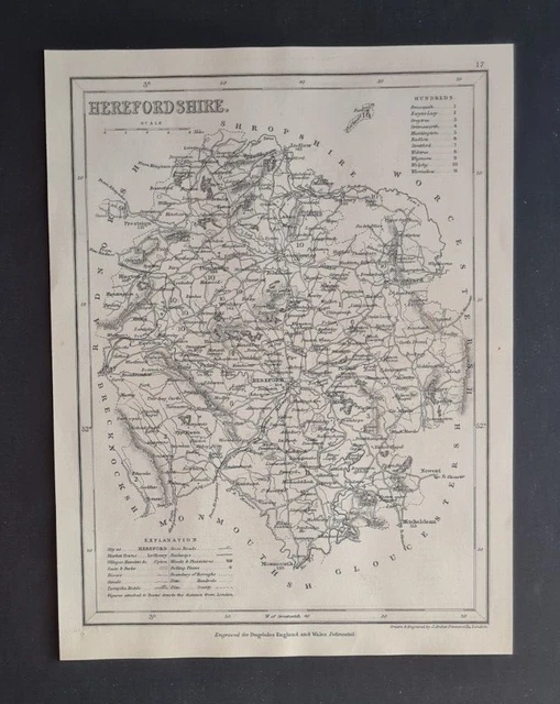 ANTIQUE (C. 1860) map of Herefordshire from Dugdale's England & Wales £ ...