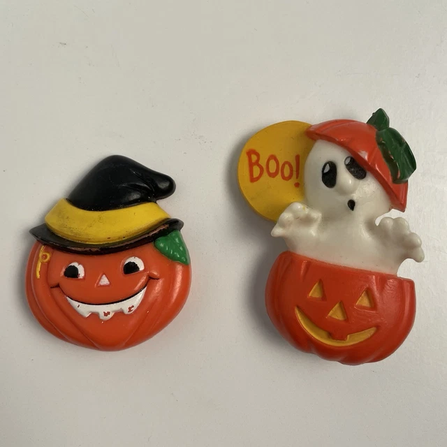BOO GHOST PIN Hallmark & Jack O Lantern Pumpkin Russ Plastic Halloween Brooches £9.04 - PicClick UK