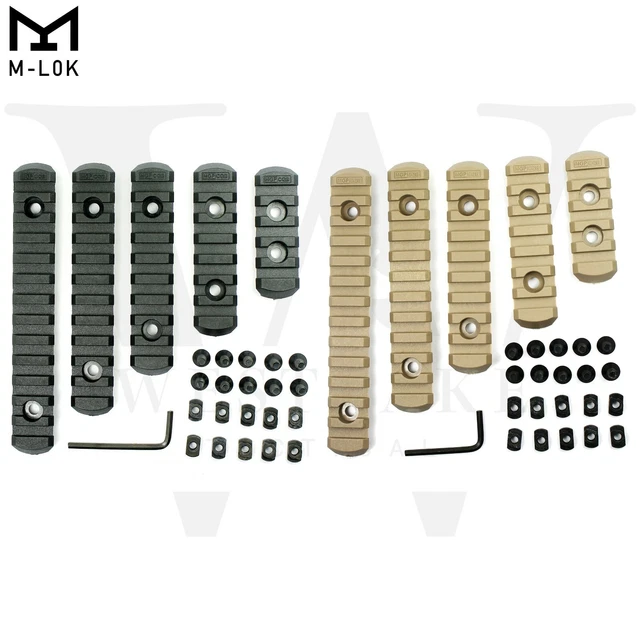 M-LOK POLYMER PICATINNY Weaver Rail Section Set 5 7 9 11 13 Slot 5PCS 5 ...