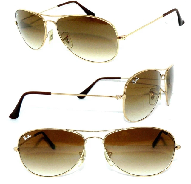 RAY BAN SONNENBRILLE GOLD BRAUN COCKPIT RB 3362 001/51 BRILLE PILOT ...