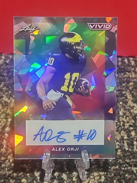 2024 LEAF VIVID Alex Orji Cracked Ice Prizm Auto 3/9 Michigan RC SP EUR ...