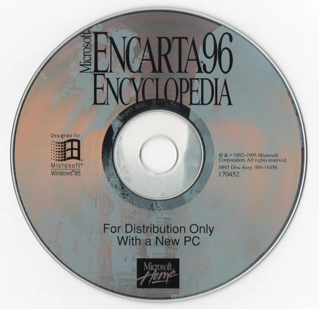VINTAGE MICROSOFT ENCARTA 96 Encyclopedia PC CD-ROM Designed for ...