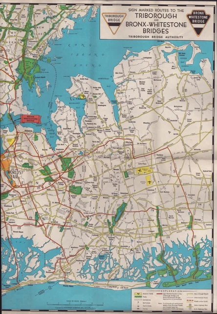 VINTAGE 1960'S TRIBOROUGH Bridge Authority Traffic Crossings Map for ...
