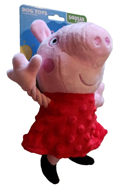PEPPA PIG - DOG TOY - Squeak & Crinkle - Soft Plush stuffed & rope ...