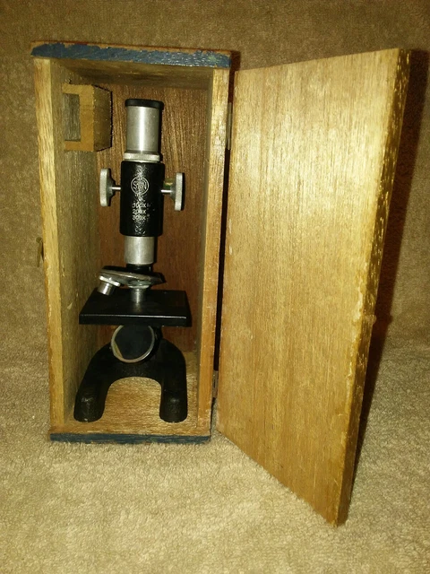 VINTAGE SANS & Streiffe 300x Microscope in Original Wooden Case £33.06 ...