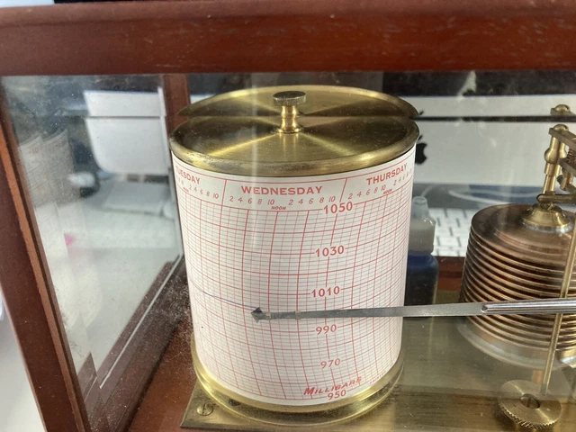 ENGLISH CASELLA LONDON Mahogany Barograph with Chart Drawer & GLUCK ...