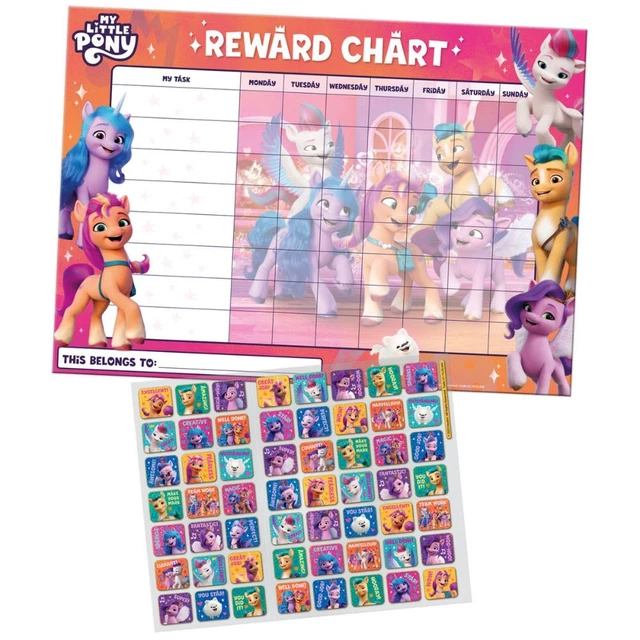MY LITTLE PONY Reward Chart with Stickers, Reusable Visual Behaviour ...