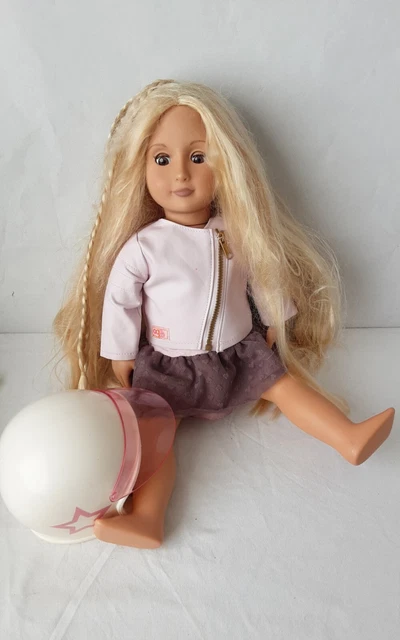 OUR GENERATION PHOEBE Blonde Hair grow 18" Doll RE-DRESSED Biker Jacket ...