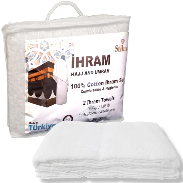 HERREN IHRAM SET für Hajj & Umrah 1300g ,110x220 cm , 100% natürliche ...