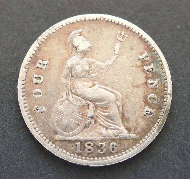 GB KING WILLIAM IV - 1836 BRITANNIA GROAT 4d COIN - 0.925 SILVER ...