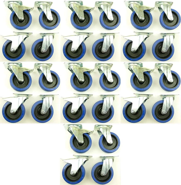 7 SET 125MM SL Rollers BRAKE Transport Rollers Steering Rollers Blue ...