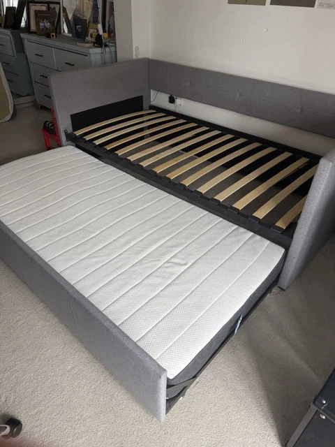ARGOS HOME TAMARA Day Bed with Retractable Mattress Grey Fabric Metal ...