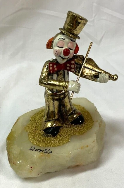 6 INCH TALL Ron Lee Signed 1983 Collectable Clown Figurine with Violin ...