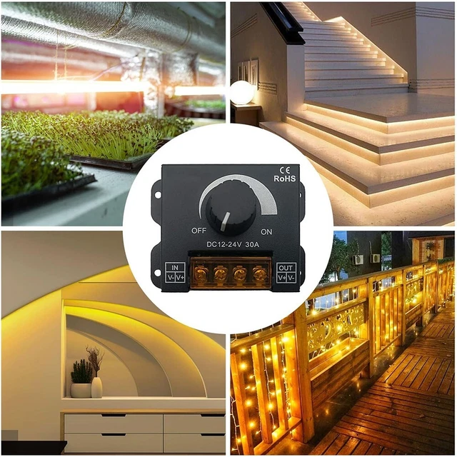 LED LIGHT STRIP Dimmer DC12-24V Frequency Adjustable 30A PWM Dimming ...