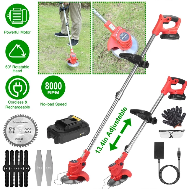 CORDLESS GARDEN MOWER Portable Electric Lawn Trimmer Grass Cutter Weed ...