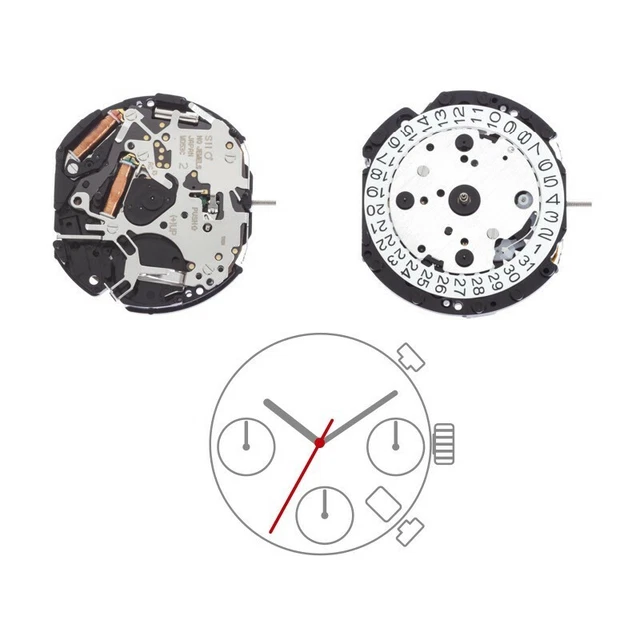 HATTORY VD53B COMPLETE Movement Quartz Montre Japan Calendrier A Pour ...