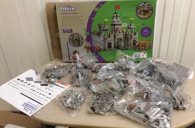 WILKO BLOX MEDIEVAL Castle Building Block Set With Horses & Knights NEW ...