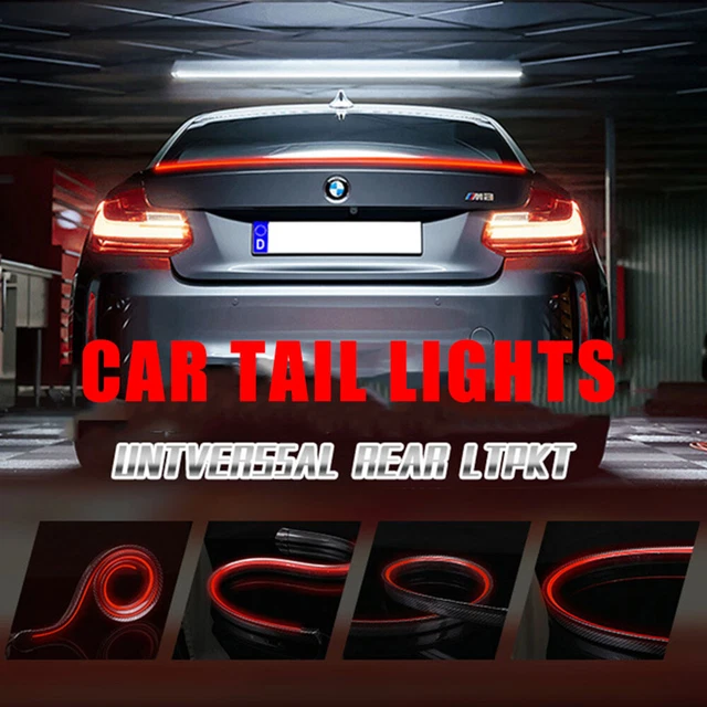 UK CARBON FIBER LED Tail Brake Light Strip Rear Spoiler Lip Trim Car ...