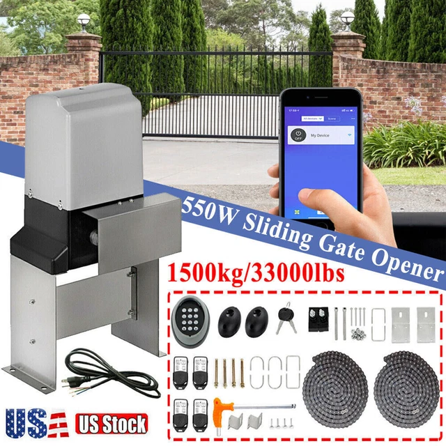 3300LBS ELECTRIC AUTOMATIC Sliding Gate Opener Motor Kit & 4 Remotes ...