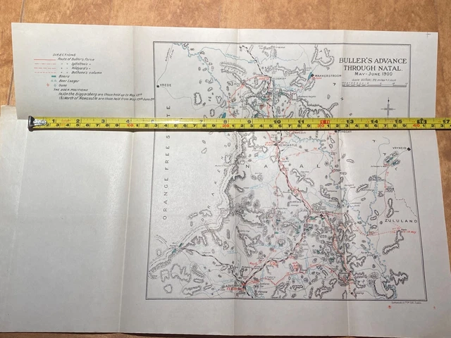 ORIGINAL BOER WAR/BRITISH Army/ Planning Map. BULLER'S ADVANCE THROUGH ...