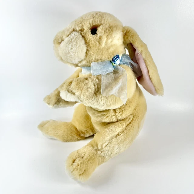 COMMONWEALTH BUNNY PLUSH Rabbit Blue Ribbon Stuffed Cream Cottontail 10 ...