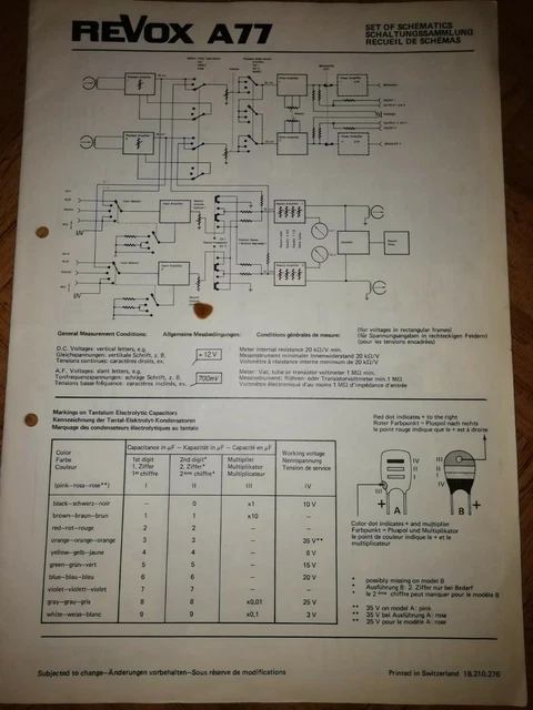 REVOX A77 SCHALTUNGSSAMMLUNG Set of schematics function diagram ...
