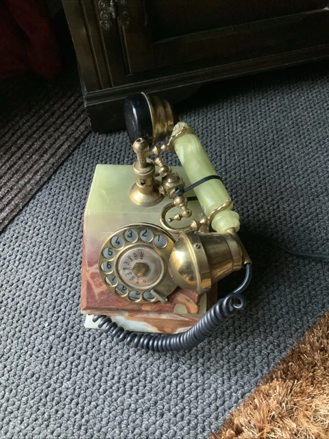 1970S VINTAGE ONYX & Brass Astral Telephone Rotary Dial Spares Or ...