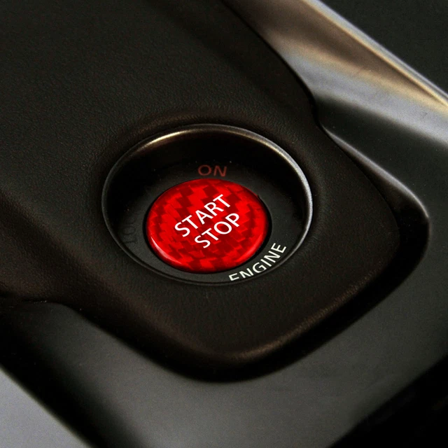 RED PUSH START Button Cover Carbon Fiber Ignition Switch Button Cover ...
