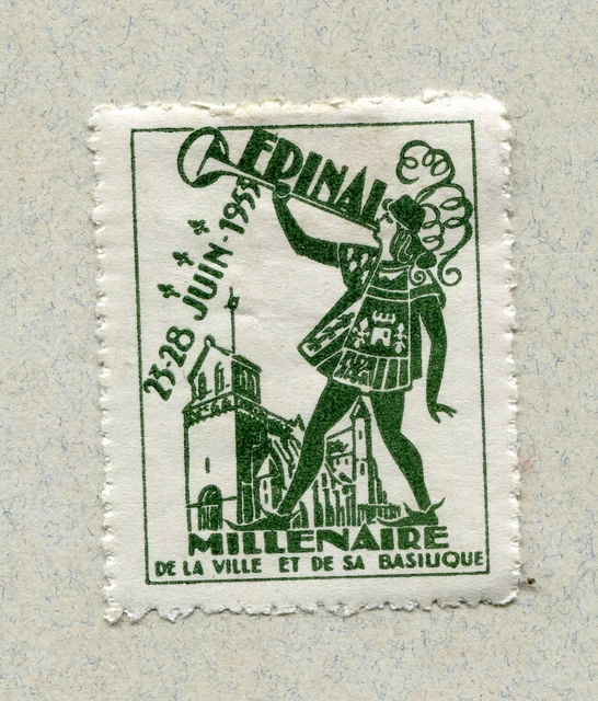 TIMBRE VIGNETTE EPINAL 1955 . Millénaire de la ville et de sa Basilique ...