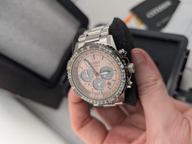 CITIZEN PROMASTER NAVIHAWK Chronograph Salmon Dial Men's Watch CA4664 ...