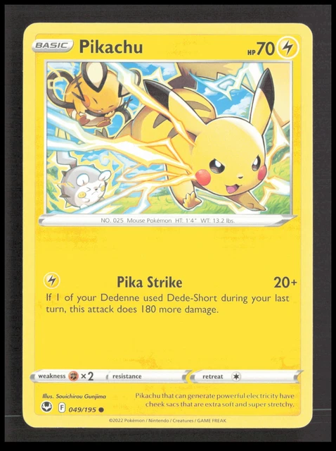 PIKACHU 049/195 COMMON SWSH12: Silver Tempest Pokemon tcg Card CB-1-2-B ...