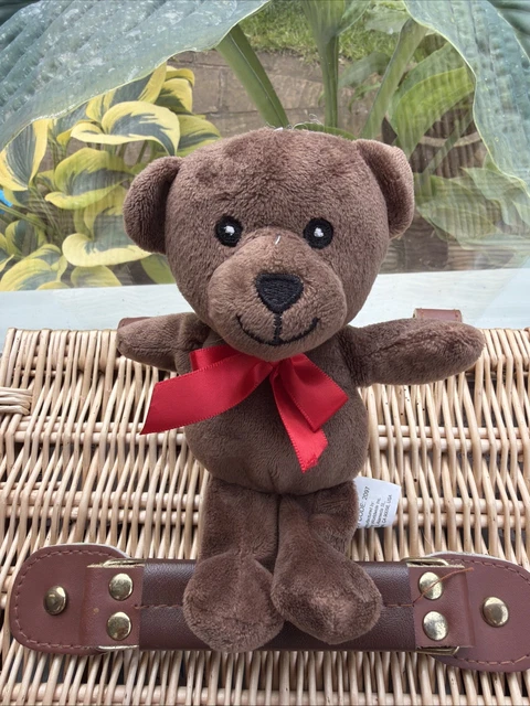 GEORGE AT ASDA Small Brown Red Bow Ribbon Mini Teddy Bear Soft Toy ...