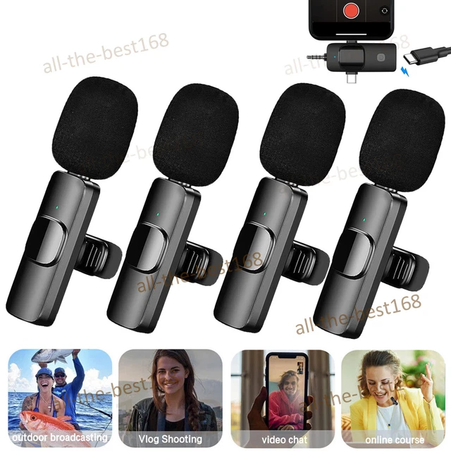 LAVALIER CLIP-ON MICROPHONE Wireless Audio Recording Mini Mic For ...