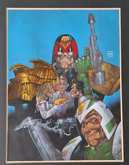 2000AD ORIGINAL FULLY Painted Judge Dredd Cover By Gregg Staples Prog ...