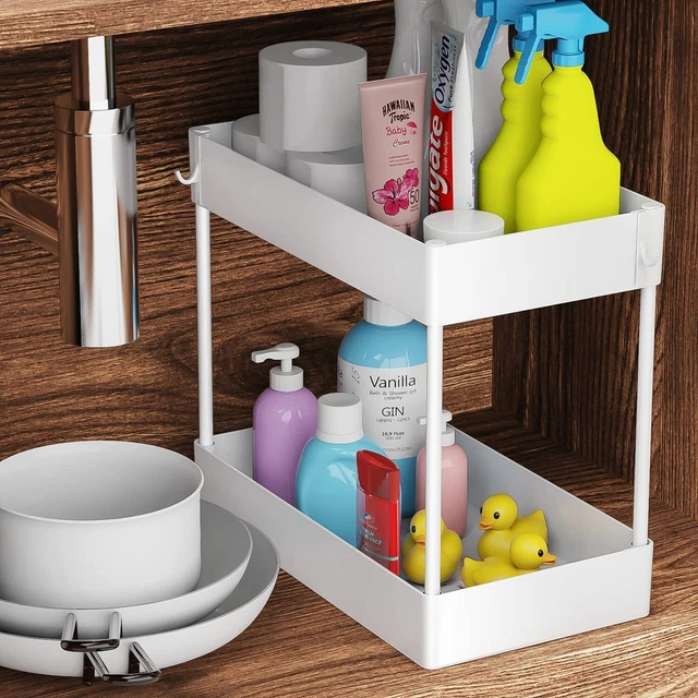 2 TIER UNDER Sink Cabinet Organizer Multi-purpose Kitchen Storage, 2 ...