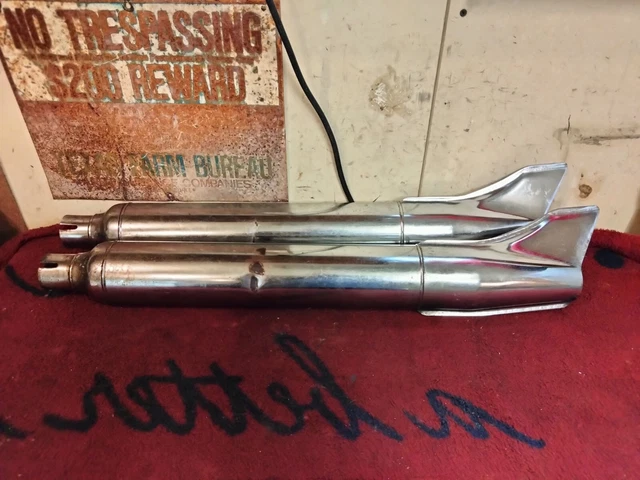 HARLEY-DAVIDSON PANHEAD SHOVELHEAD Fishtail Exhaust Pipe Mufflers FLH ...