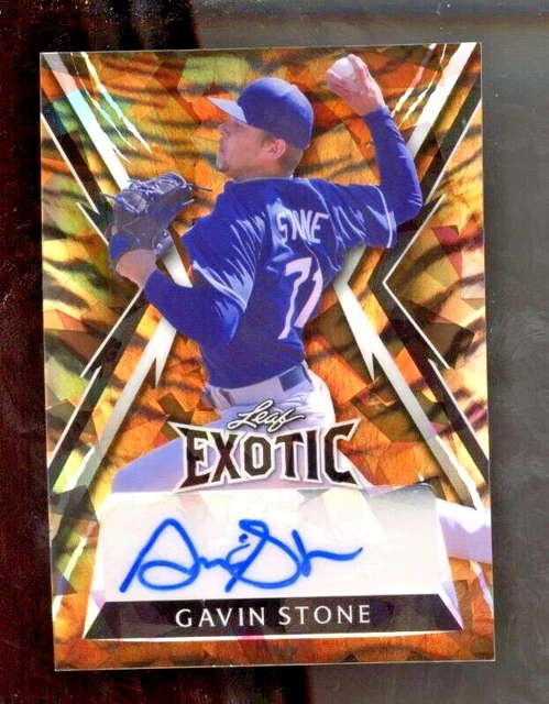GAVIN STONE AUTO #3/5 Foglia Esotica Tigre Dodgers A Righe + Carte ...