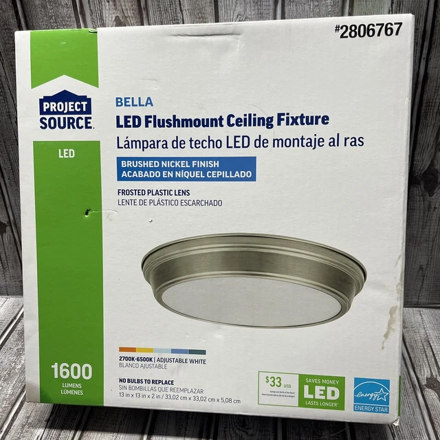PROJECT SOURCE BELLA LED Flush Mount Ceiling Fixture Lights - Brushed ...