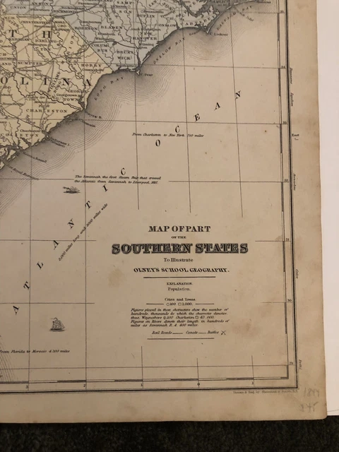 MAP OF PART of Southern States [to illustrate Olney's School Geography ...