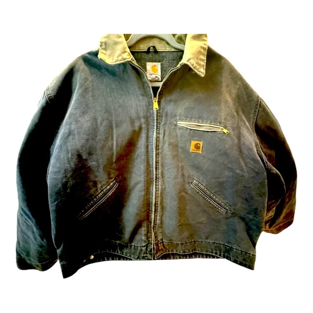 VINTAGE CARHARTT DETROIT Jacket XXL Faded Black Blanket Lined J97PTL ...