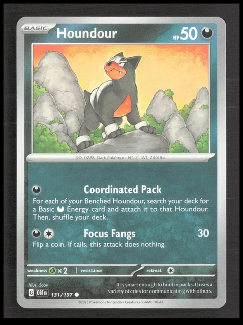 HOUNDOUR 131/197 COMMON SV03: Obsidian Flames Pokemon tcg Card CB-1-2-C ...