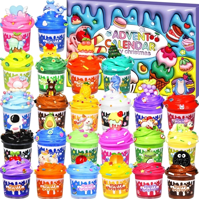 SLIME ADVENT CALENDAR 2025, Christmas Countdown Calendar for Kids, 24 ...