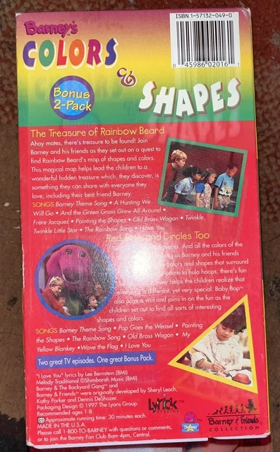BARNEY COLORS AND Shapes VHS Bonus 2 Tape Set £13.87 - PicClick UK